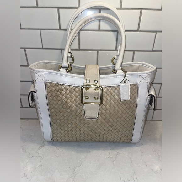 Coach | Bags | Coach Straw Rattan Suede Tote Bag Purse | Poshmark